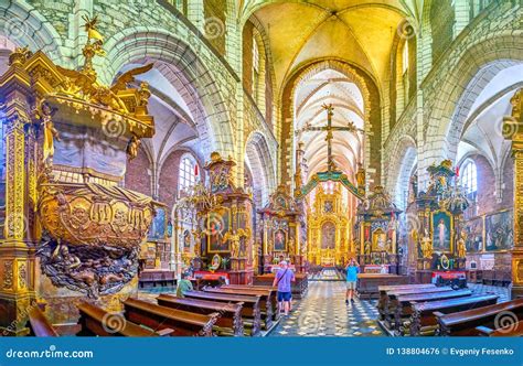 Panorama Of The Prayer Hall Of Corpus Christi Basilica In Krakow Poland Editorial Photo Image