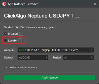 How To Start A CTrader CBot ClickAlgo Help