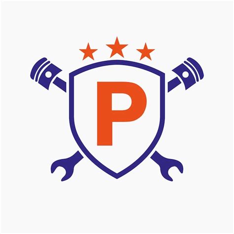 P 문자에 수리 로고 ⁇ 터 템플릿 자동차 기계 기호 프리미엄 벡터