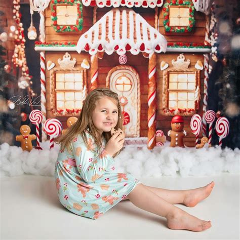 Festive Gingerbread House Holiday Backdrop