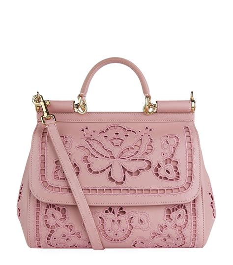 Lyst Dolce Gabbana Medium Sicily Lace Shoulder Bag In Pink