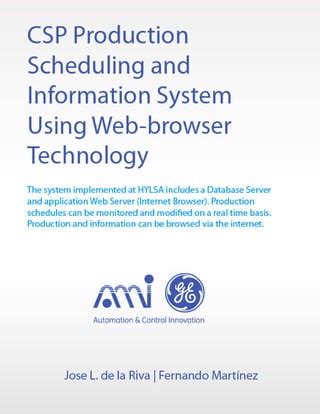 CSP Production Scheduling And Information System Using Web Browser Technology PDF