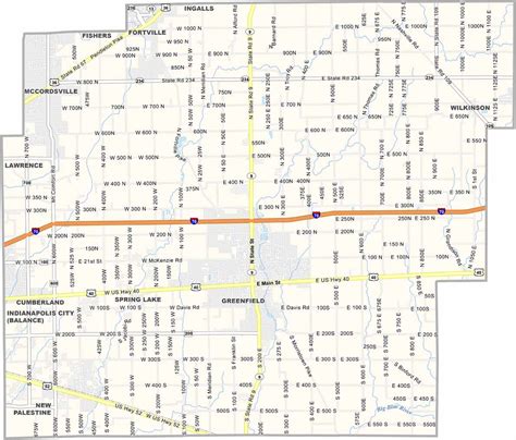 Hancock County Map Indiana Us County Maps