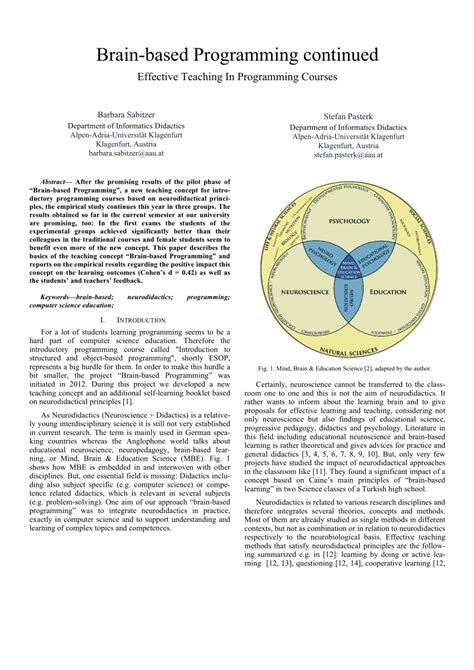 Pdf Brain Based Programming Continued Effective Teaching In