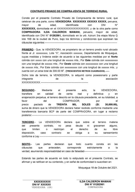 Contrato Privado Compraventa MAMA ILDA CONTRATO PRIVADO DE COMPRA