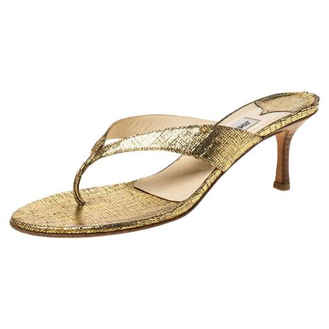 Jimmy Choo Metallic Gold Glitter Leslie Strappy Sandals Size 41 For