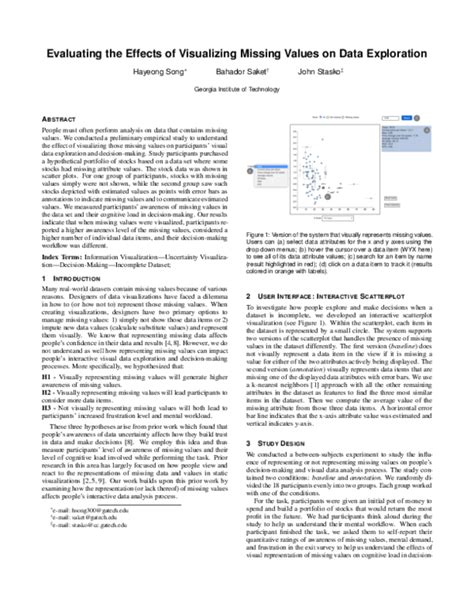 Pdf Evaluating The Effects Of Visualizing Missing Values On Data Exploration