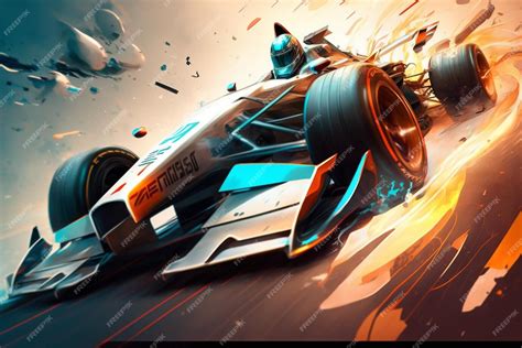 Futuristic Racing Formula At Fast Ride To Finish Generative Ai Premium Ai Generated Image