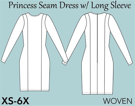 Princess Seam Dress Sewing Pattern Pdf Xs 6x Princess Seam Dress