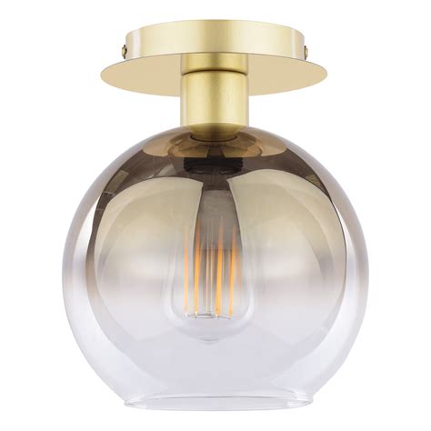 Dar Lycia Semi Flush Satin Gold And Gold Ombre Glass Contemporary