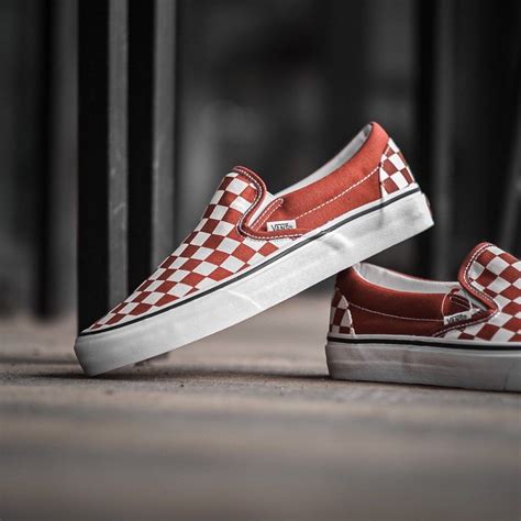 Jual Vans Slip On Classic Checkerboard Red Picante Original Shopee