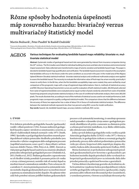 PDF Various Techniques For Evaluating Landslide Hazard Maps Reliability Bivariate Vs