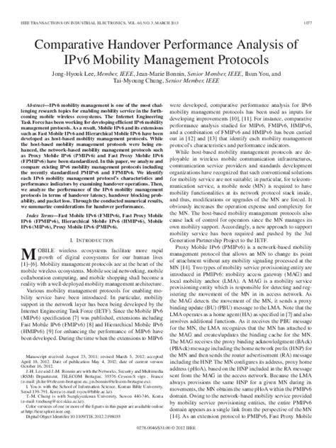 Pdf Comparative Handover Performance Analysis Of Ipv6 Mobility