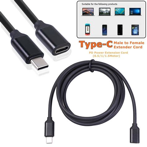 Uoyott Type C Male To Female Pd Charging Usb C Extension Cable Sync