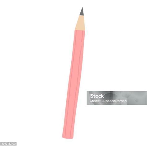 학교 또는 가정 그리기를위한 다채로운 분홍색 연필 흰색 배경에 격리 된 아이콘 플랫 드로잉 스타일 과학에 대한 스톡 벡터 아트 및 기타 이미지 Istock