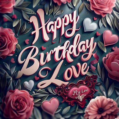 A 3d Card With Happy Birthday My Love In Elegant Letters Premium Ai