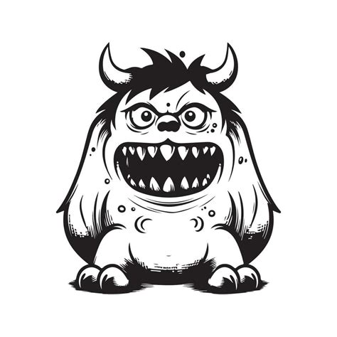 monstruo criatura Clásico logo línea Arte concepto negro y blanco