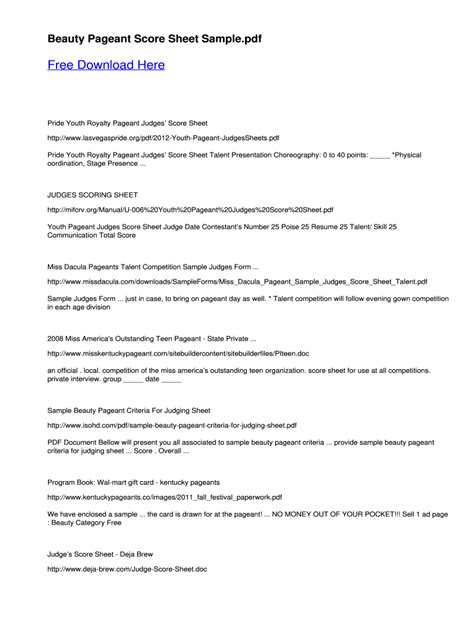 Criteria For Judging Pageant Fill Out Sign Online DocHub