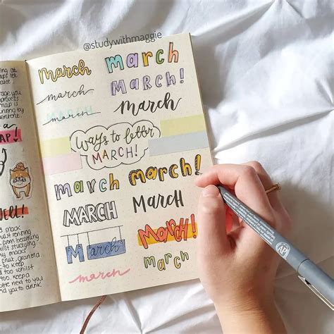 March Header Ideas For Your Bullet Journal Aesthetic And Creative Inspiration