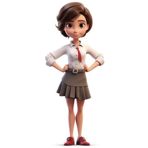 Premium Photo Realistic 3d Render Cartoon Of Anna In White Tie And Blouse