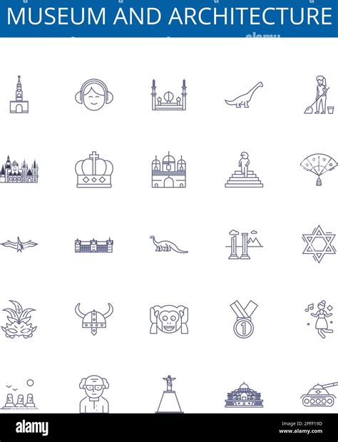 Museum And Architecture Line Icons Signs Set Design Collection Of