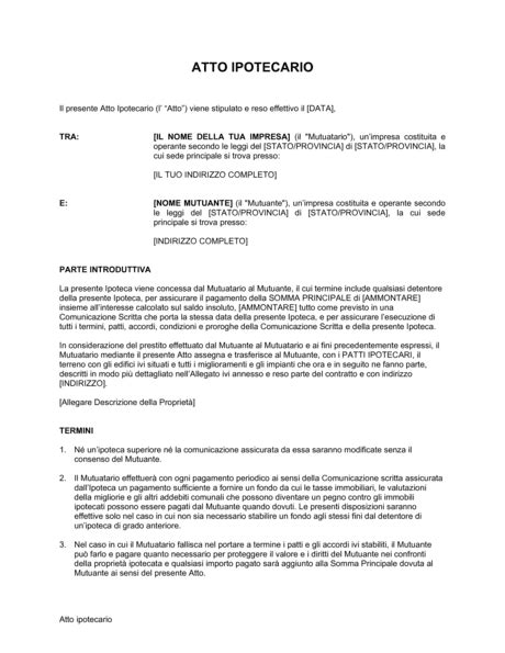 Atto Ipotecario Modelli E Esempi Di Moduli Biztree