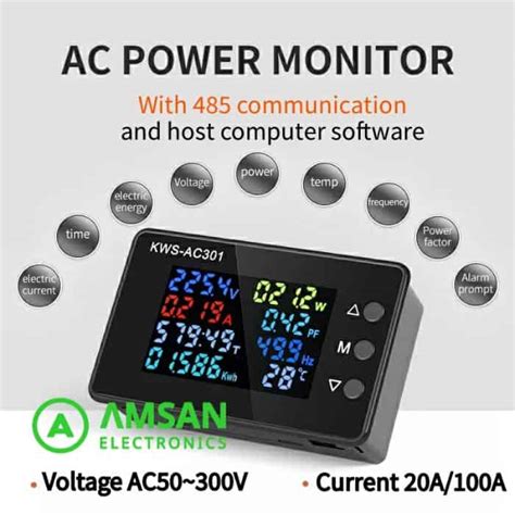 KWS AC301 AC301L 100A 20A 8in1 With RS485 Interface Keweisi Wattmeter ...