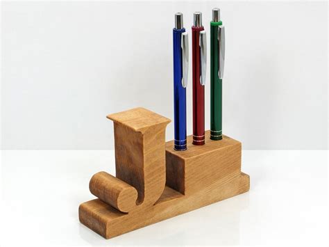 Pen Holder Personalized Wooden Desk Pen Holder With Letter