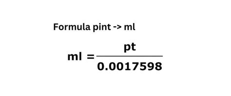 Pint To Ml Milliliter Unit Conversion Chart Table
