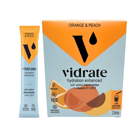 Vidrate Orange And Peach Hydration Sachet 10 Sachets Planet Organic