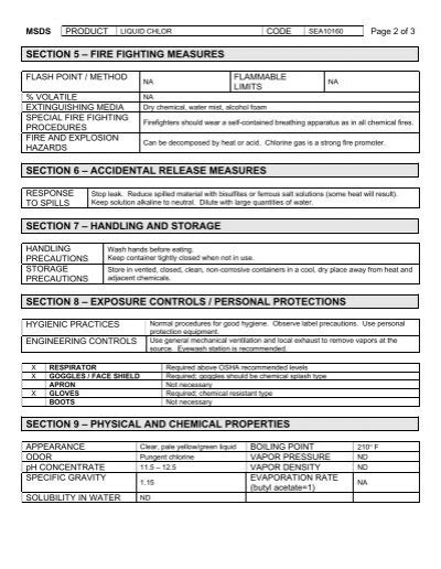 MSDS PRODUCT LIQUID CHLOR