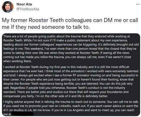 My Former Rooster Teeth Colleagues Can Dm Me Or Call Me If They Need