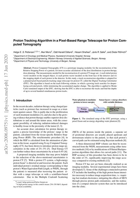 Pdf Proton Tracking Algorithm In A Pixel Based Range Telescope For Proton Computed Tomography