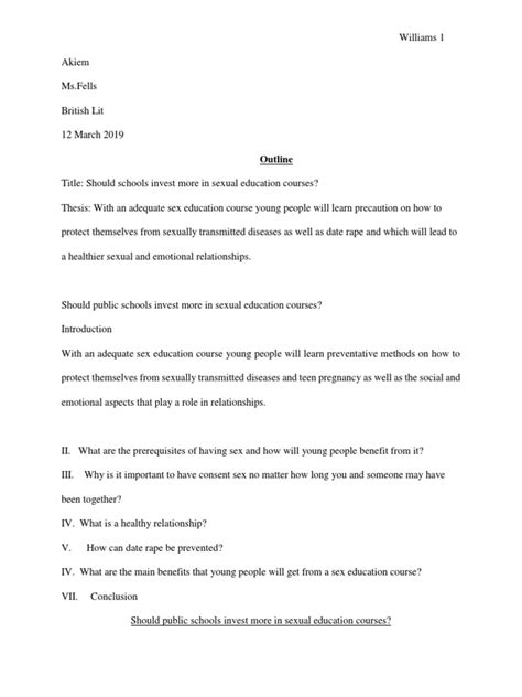 Akiem Williams Research Pdf Sex Education Sexual Intercourse