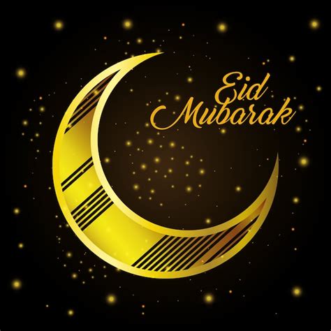 Premium Vector Eid Mubarak Moon With Stars Shining Design