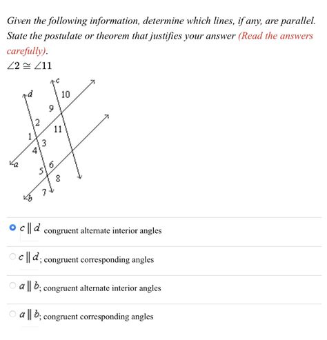 Solved Given The Following Information Determine Which Lines If Any Are Parallel State The