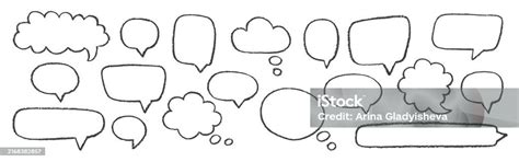 채팅이나 메시지를 위한 크레용과 분필 질감의 말풍선 벡터 일러스트 레이 션 크레파스에 대한 스톡 벡터 아트 및 기타 이미지