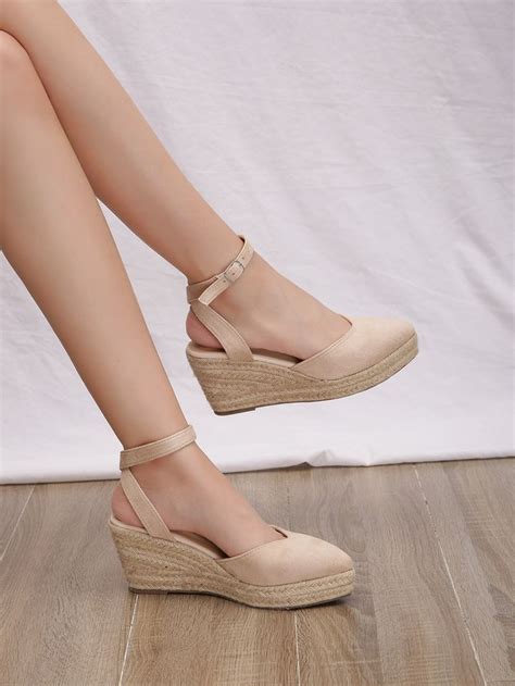 Buckle Detail Suede Ankle Strap Wedges Ankle Strap Wedges Platform