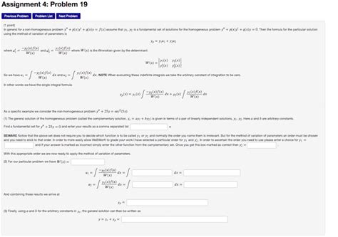 Solved Assignment 4 Problem 19 Previous Problem Problem