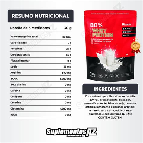 Whey Protein Concentrado 1kg Growth Supplements No Shoptime