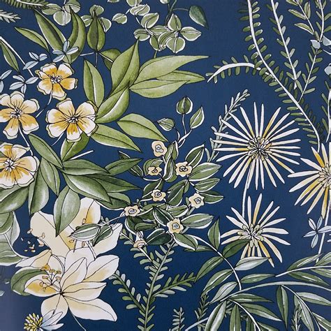 Navy Floral Wallpaper