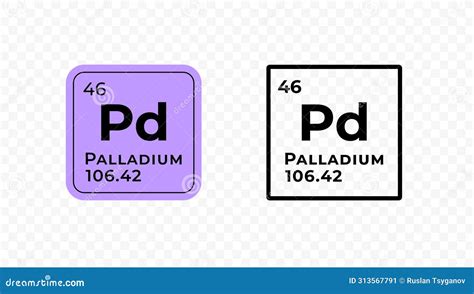 Palladium Chemical Element Of The Periodic Table Vector Stock Vector