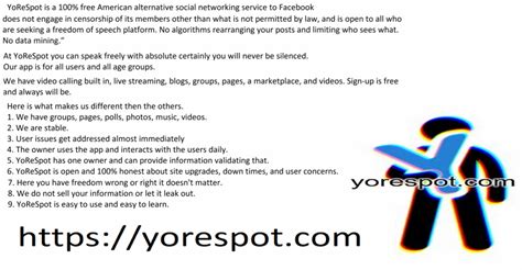 Yorespot Unity And Community Free Speech Social Media Orpha Rohans