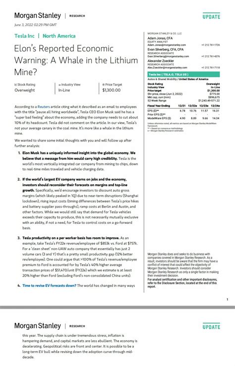 Tesla Is Not Your Average Canary In The Coal Mine Morgan Stanley Is