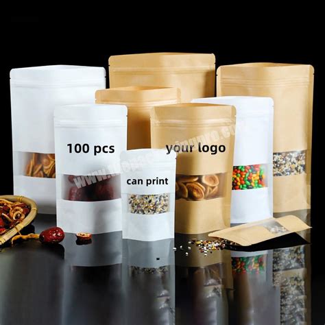 Waterproof Stand Up Pouch Packaging Kraft Paper Ziplock Bag Custom