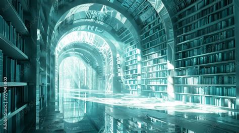 A Library With A Long Hallway And Many Bookshelves The Bookshelves Are