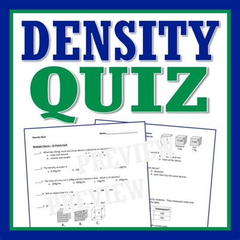 Density Quiz Flying Colors Science