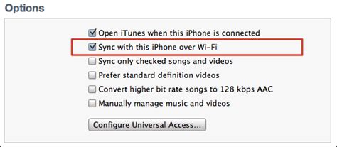 how do i enable wifi wireless iphone sync in itunes