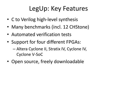 Ppt From Software To Circuits High Level Synthesis For Fpga Based