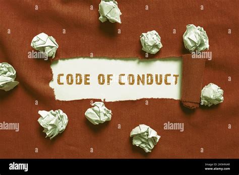 Inspiration Showing Sign Code Of Conduct Business Concept Set Of Principles Are Ethics Respect